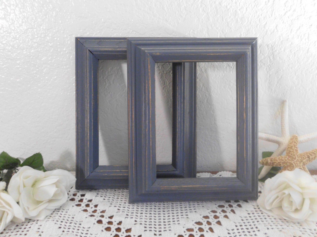 Navy Denim Blue Frame 5 X 7 Rustic Shabby Chic Distressed Thick Chunky ...