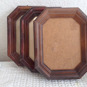 Vintage Dark Brown Octagon Picture Frame 3.75 X 4.75 Photo Decoration ...