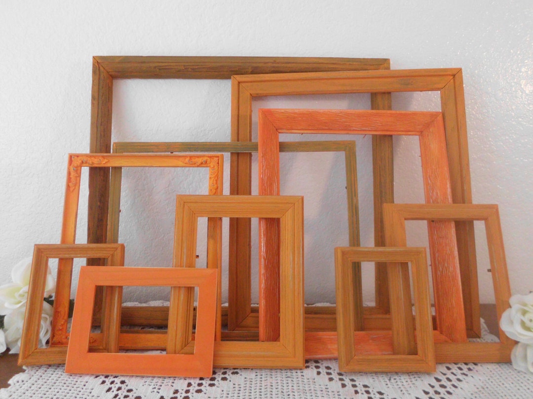 Wedding Frame Set Orange Rustic Shabby Chic Distressed Autumn Fall ...