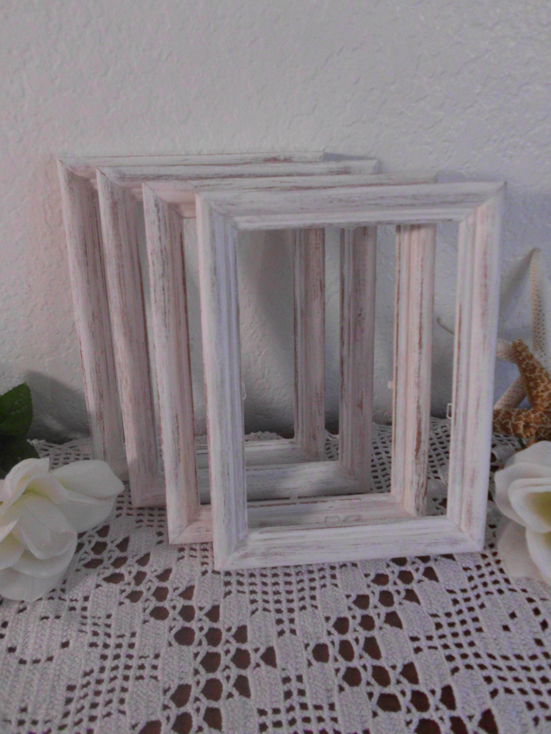 White Shabby Chic Wedding Table Number Frame Rustic Distressed ...