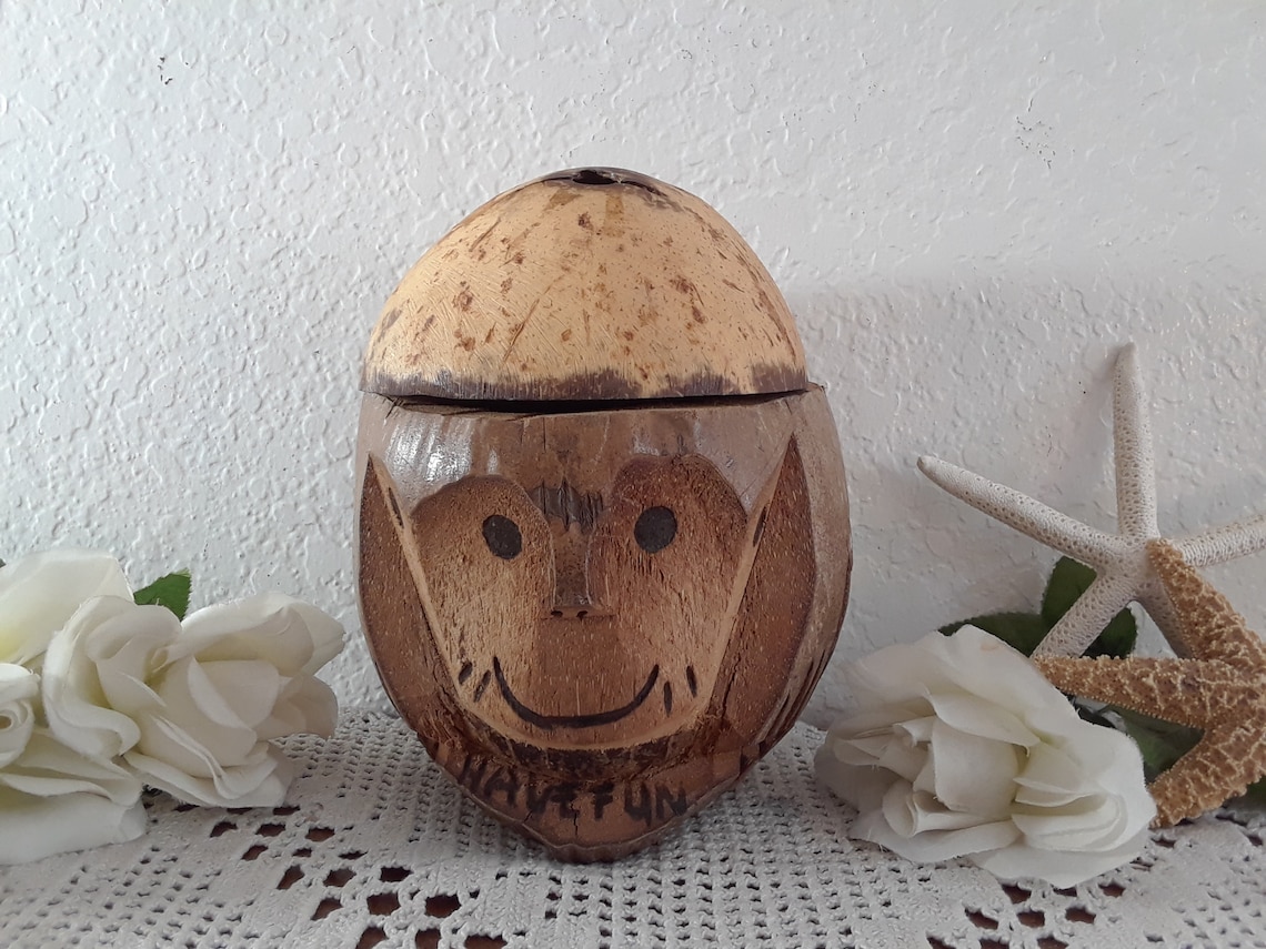Vintage Coconut Monkey Head Tiki Bar Hawaii Luau Party | Etsy