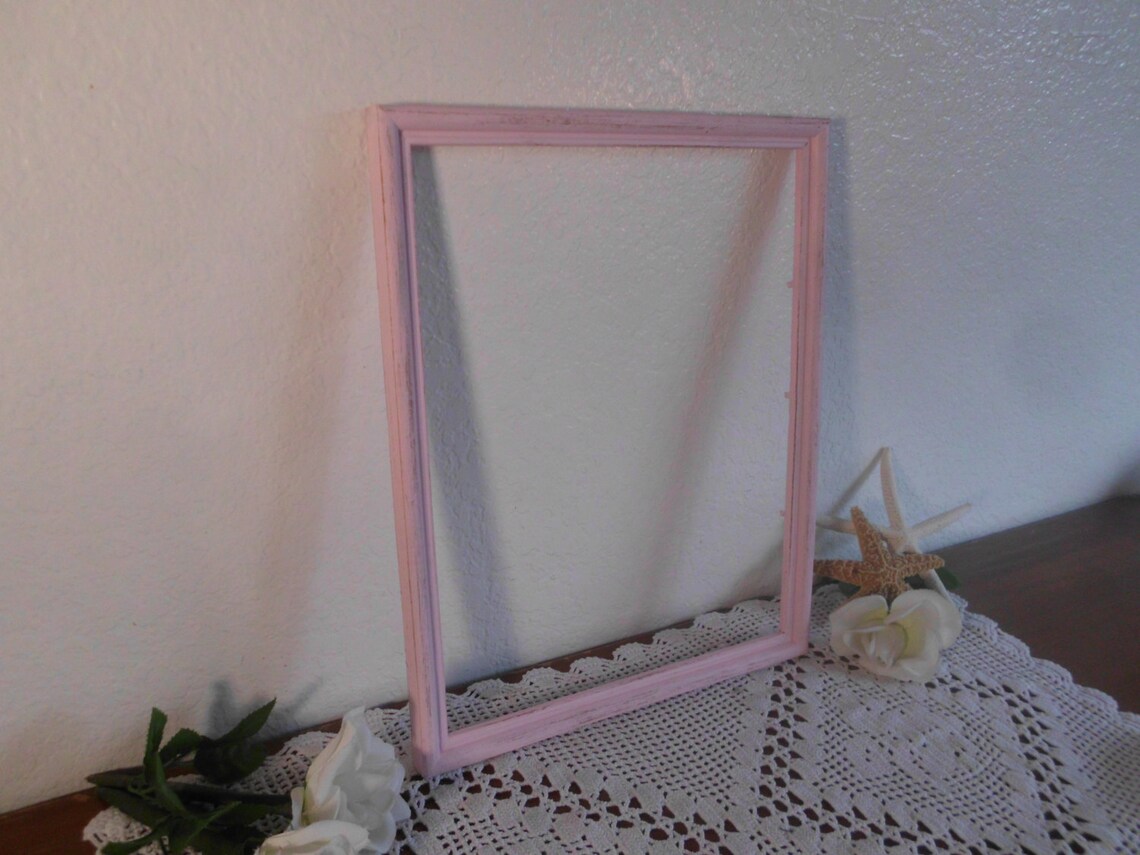 11 X 14 Pink Picture Frame Shabby Chic Distressed Wood Photo | Etsy