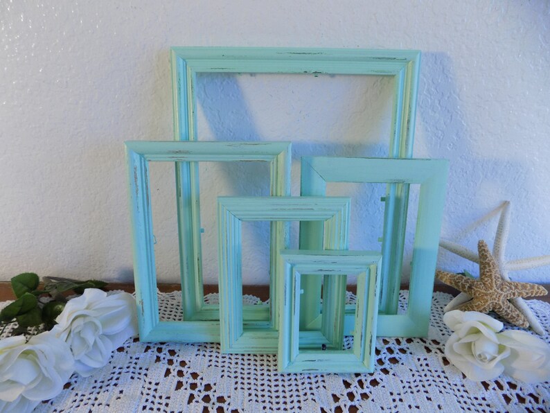 Light Green Picture Frame Set Shabby Chic Upcycled Vintage - Etsy