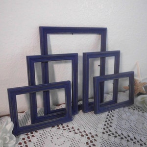 Navy Blue Frame Set Rustic Shabby Chic Distressed Picture Photo Gallery ...