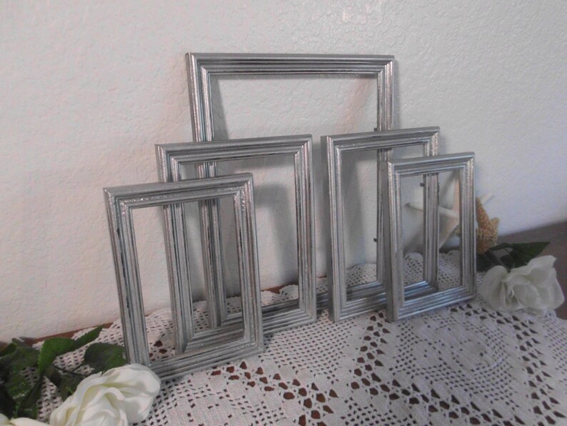 Silver Frame Set Sparkly Glitter Shabby Chic Picture Photo Christmas ...