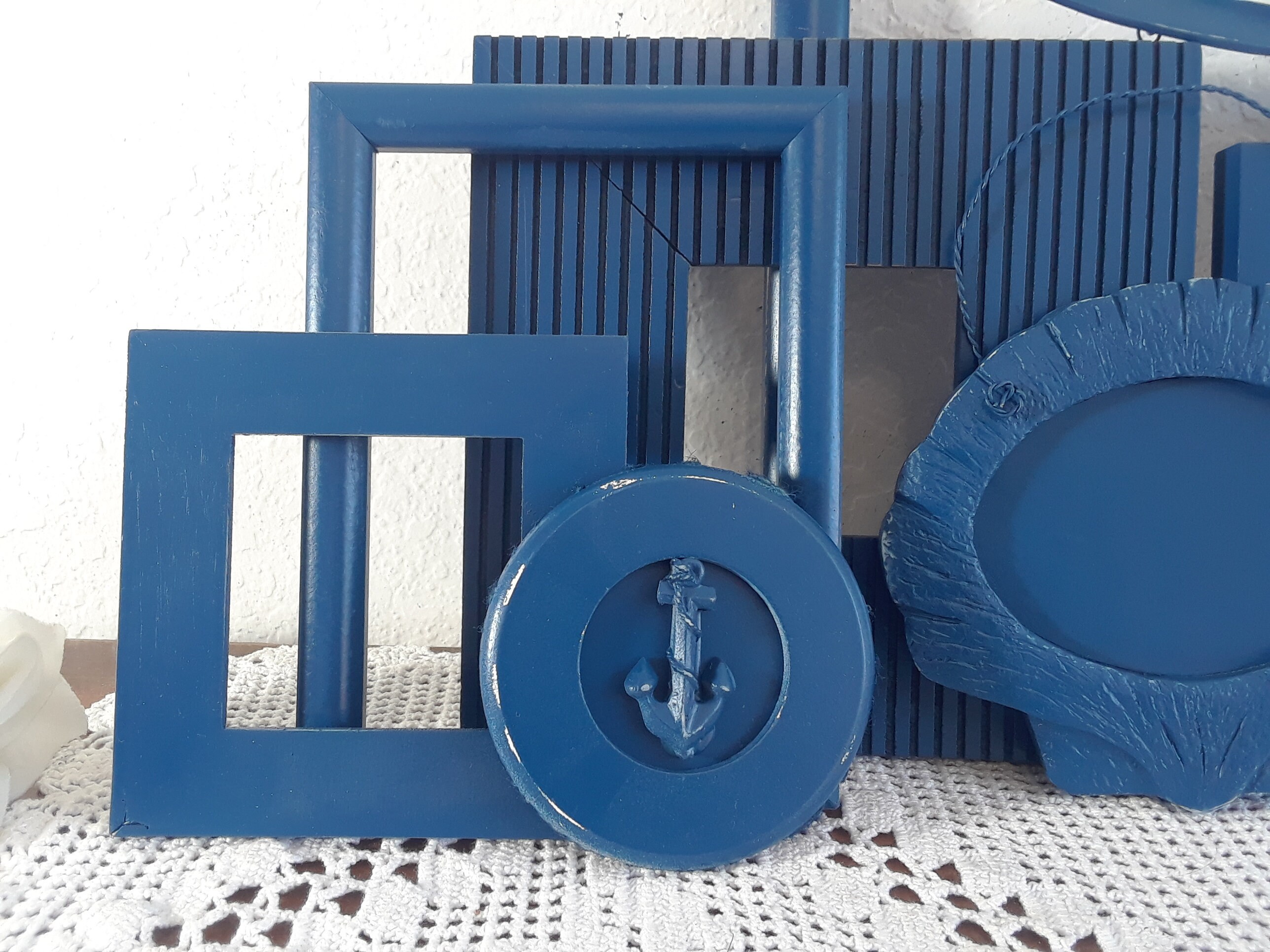 Navy Blue Picture Frame Set Rustic Shabby Chic Distressed | Etsy