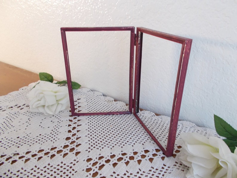 Burgundy Red Wine Picture Frame up Cycled Vintage Metal Rustic Shabby ...