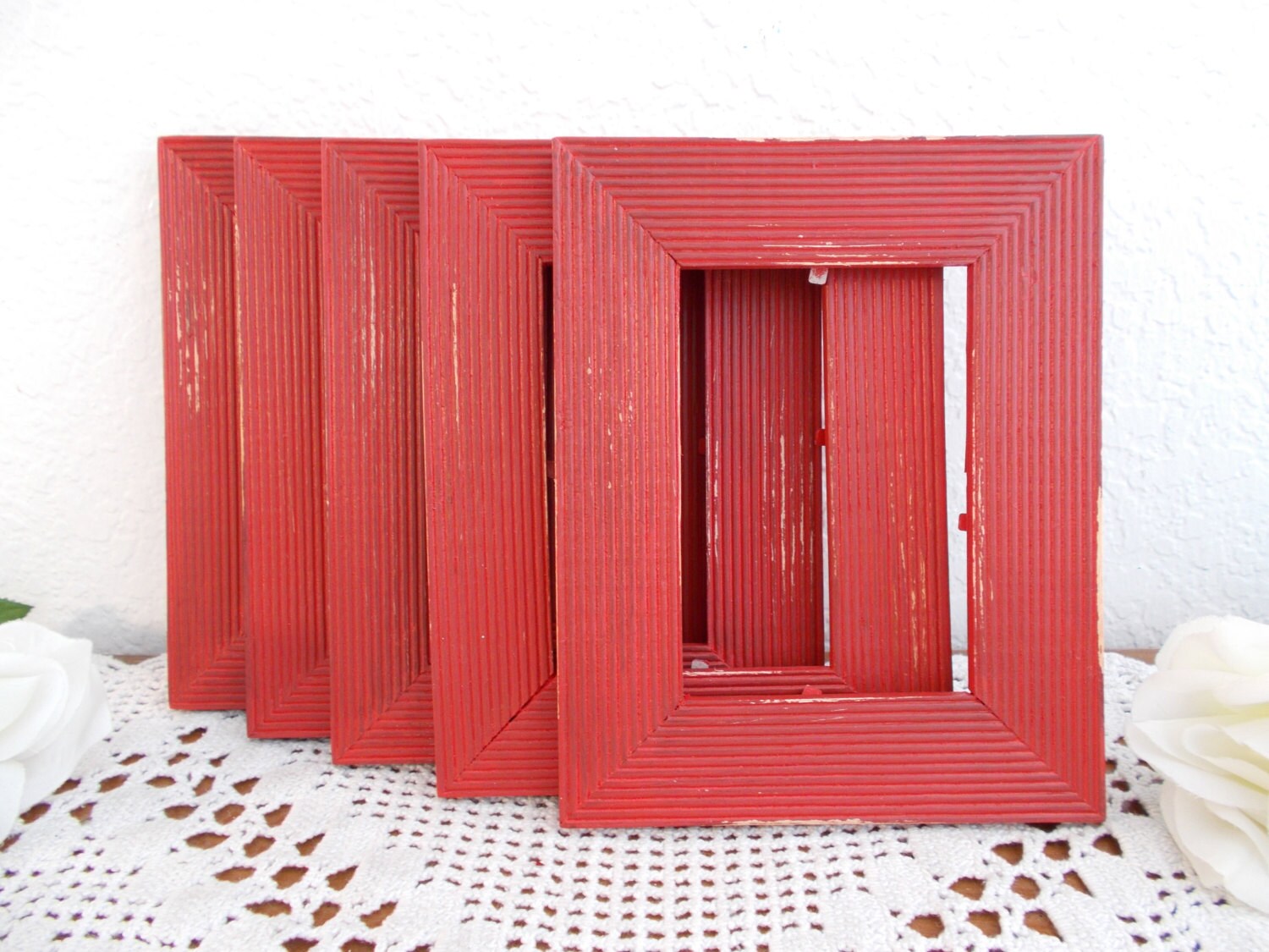 Rustic Red Picture Frame Up Cycled Vintage Wood Photo | Etsy