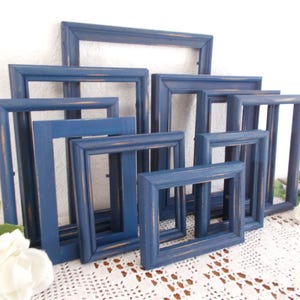 Navy Blue Frame Set Rustic Nautical Cape Cod Shabby Chic Distressed ...