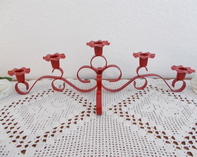 Rustic Red Candelabra Shabby Chic Distressed Romantic Taper - Etsy