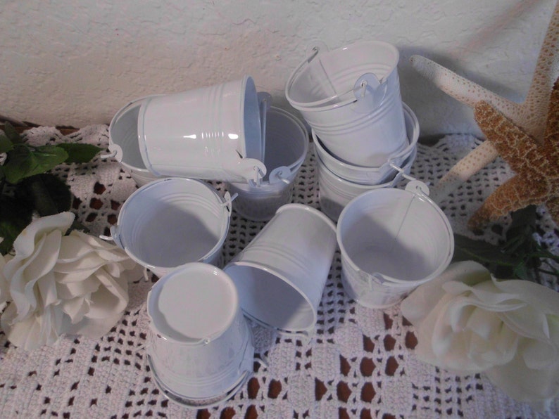 White Favor Pail With Handle Mini Bucket Hawaii Beach Destination ...