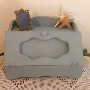 Blue Bread Box Rustic Shabby Chic Distressed Wood Storage Kitchen Beach ...