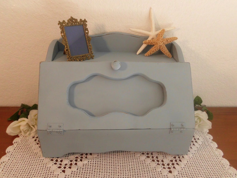 Blue Bread Box Rustic Shabby Chic Distressed Wood Storage - Etsy