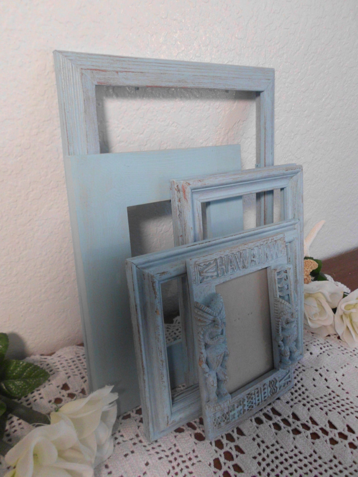 Light Blue Frame Set Shabby Chic Distressed Picture Photo - Etsy
