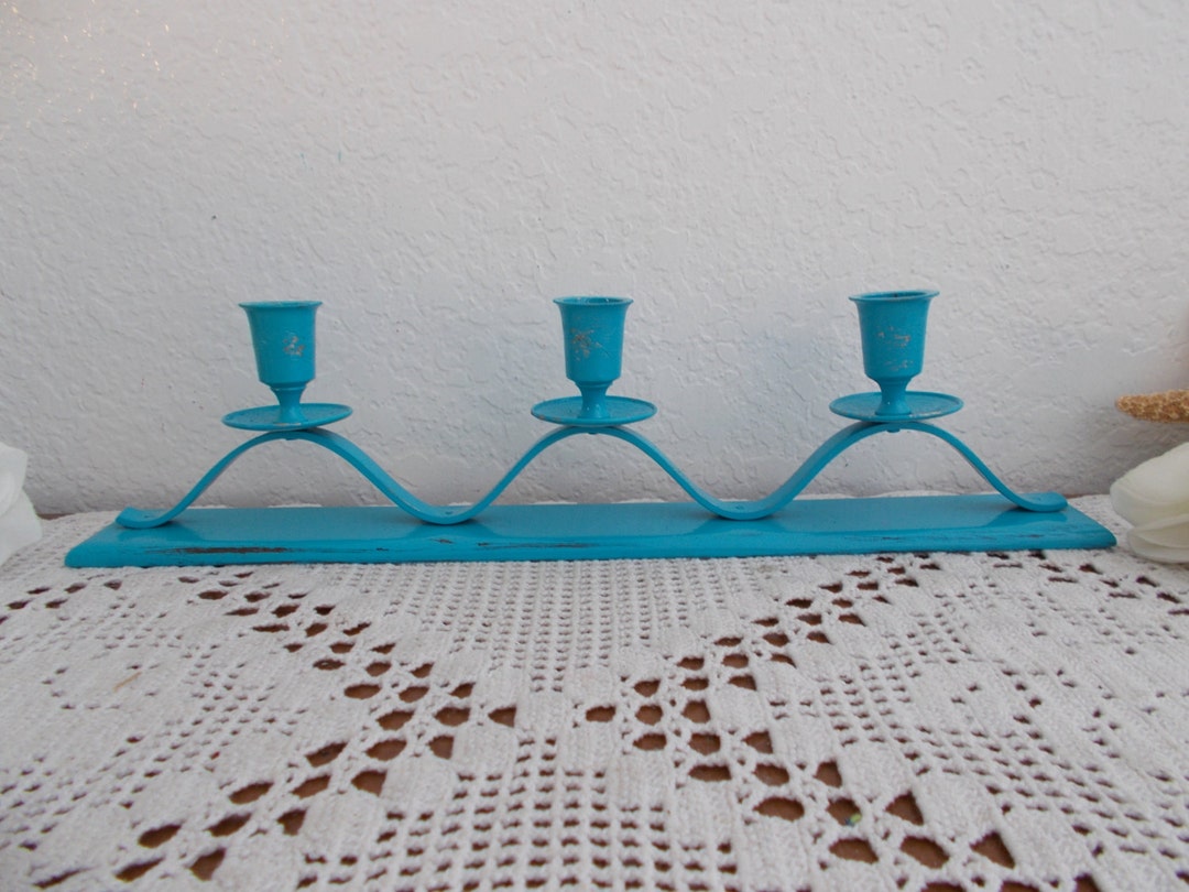 Aqua Turquoise Blue Wedding Unity Candle Holder Rustic Shabby Chic ...