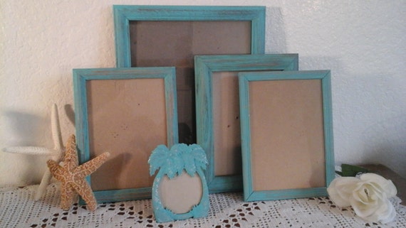 Aqua Turquoise Blue Frame Set Shabby Chic Distressed Beach | Etsy