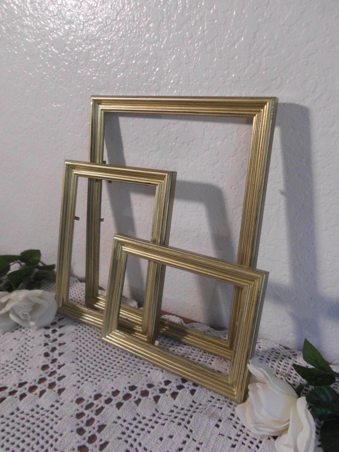 Gold Frame Set Rustic Shabby Chic Distressed Picture Photo Hollywood ...