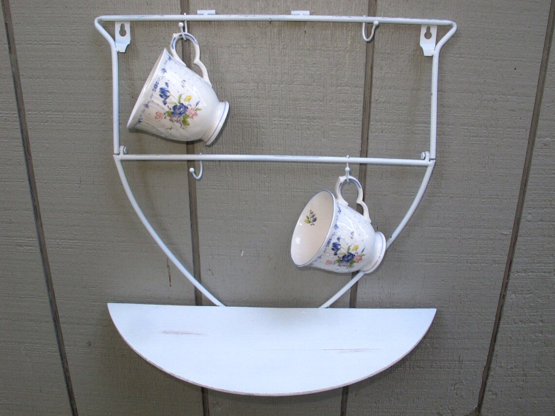 Tea Cup Display Shelf White Shabby Chic Mothers Day Birthday - Etsy