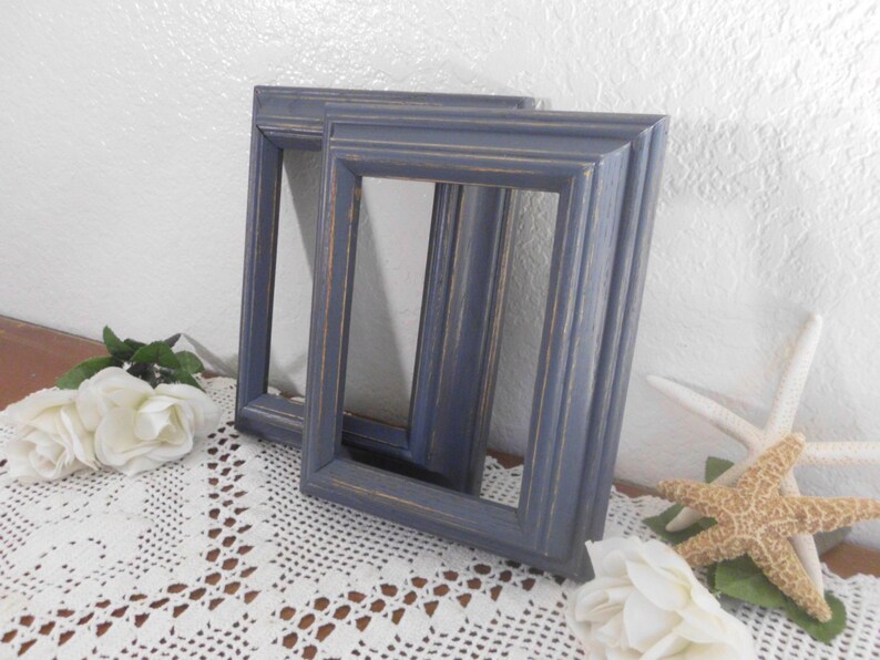 Navy Denim Blue Frame 5 X 7 Rustic Shabby Chic Distressed Thick Chunky ...