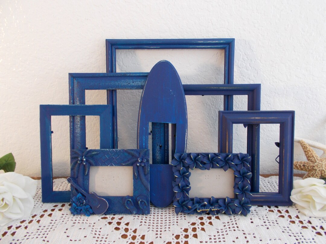 Blue Hawaii Picture Frame Set Photo Collection Beach Cottage Coastal ...