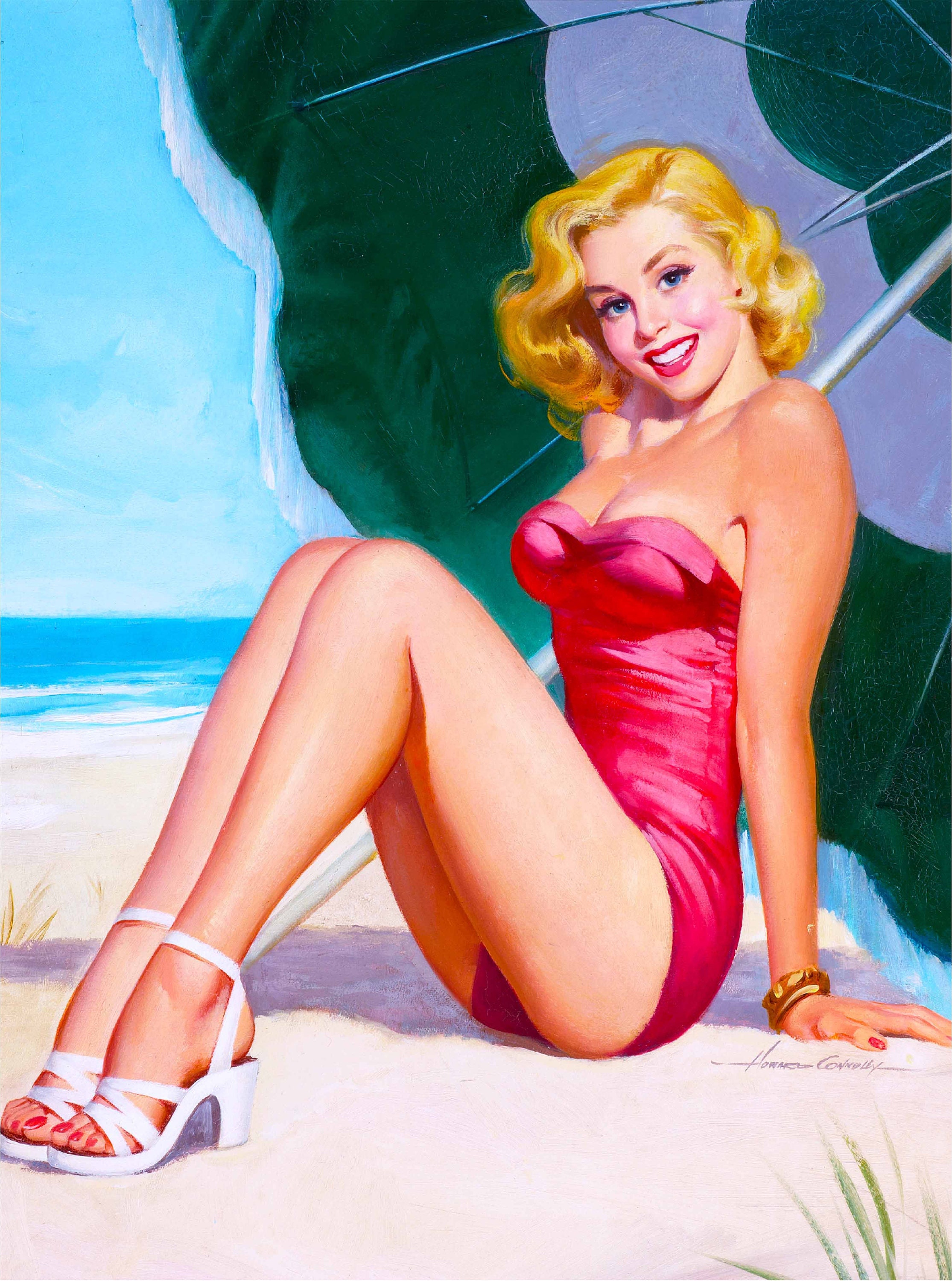 1940s Pin Up Girl At The Beach Picture Poster Print Vintage Etsy