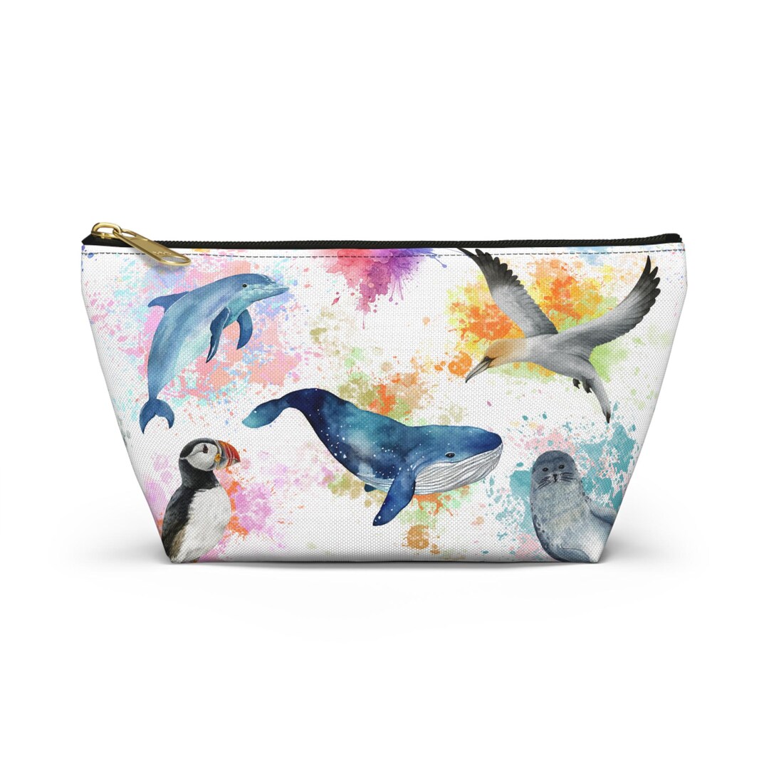 Seal, Dolphin, Puffin, Whale, Gannet Theme Makeup Bag, Accessory Pouch ...