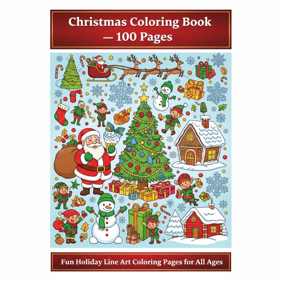 Christmas Coloring Pack for Kids and Adults 100 Printable Holiday ...