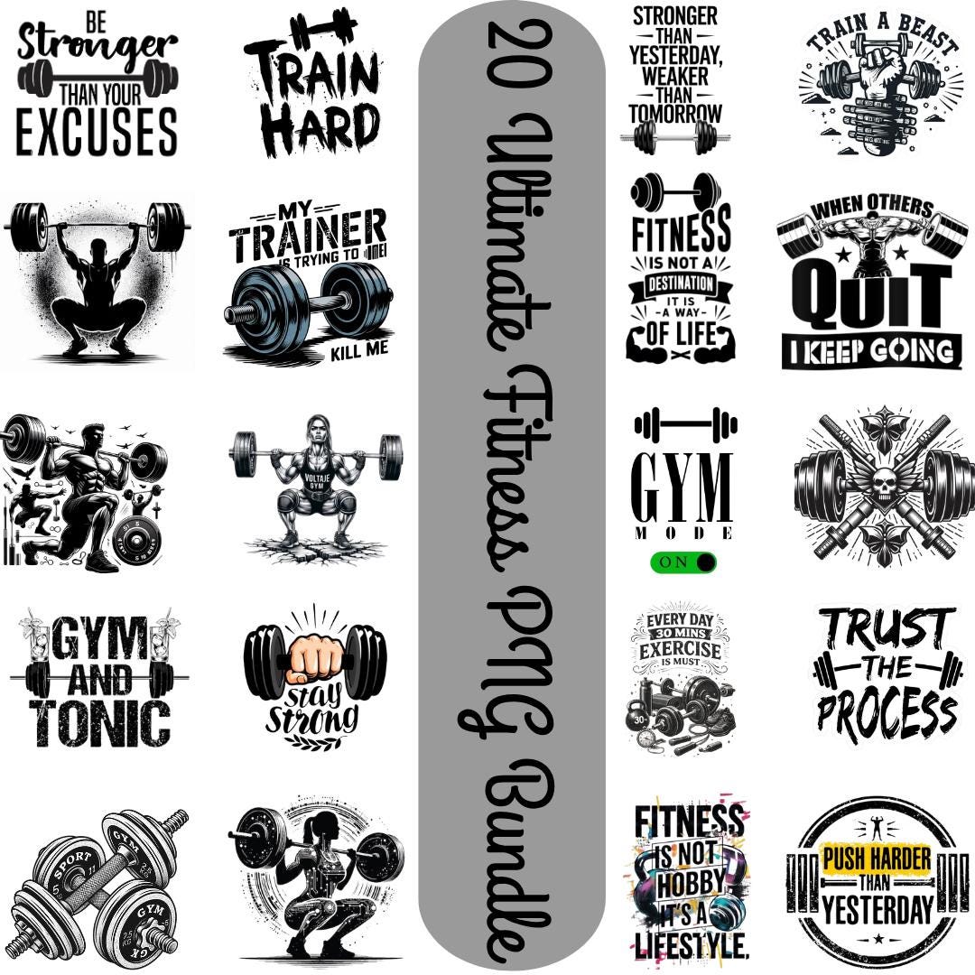 Ultimate Gym PNG Bundle | Fitness Quotes & Sayings | Bodybuilding ...