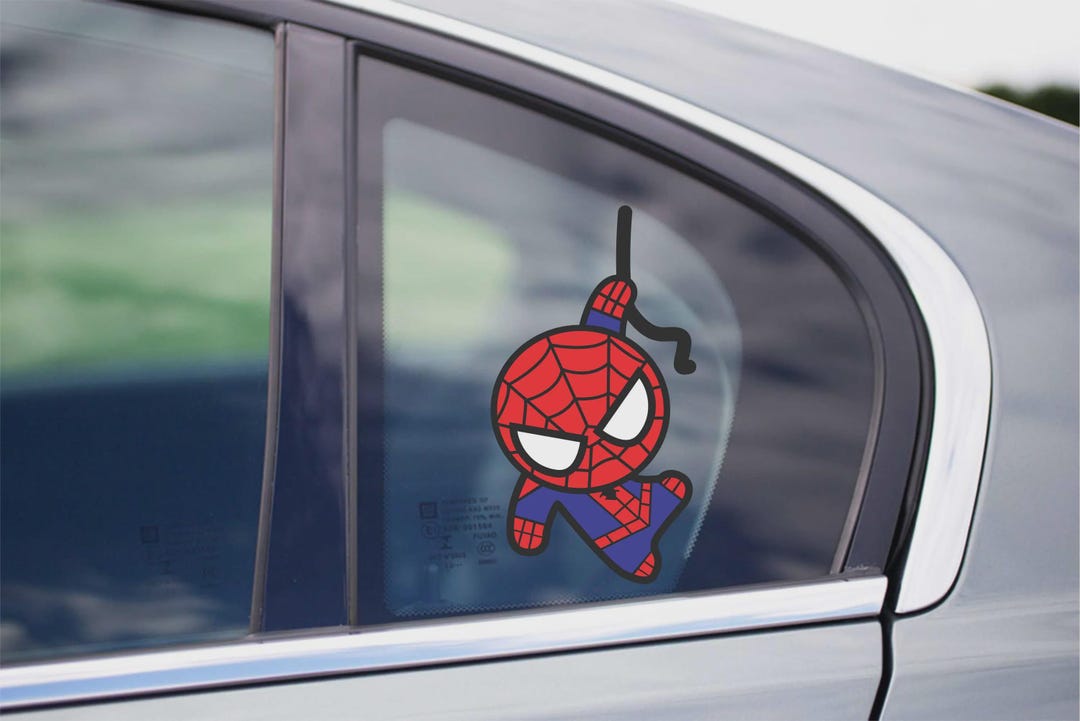 Cute Spidey Spider Man Hanging Peeking Bumper Window Vinyl Decal Marvel ...