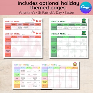 Daycare Weekly Menu, Editable Canva Meal Template, Preschool Printable ...