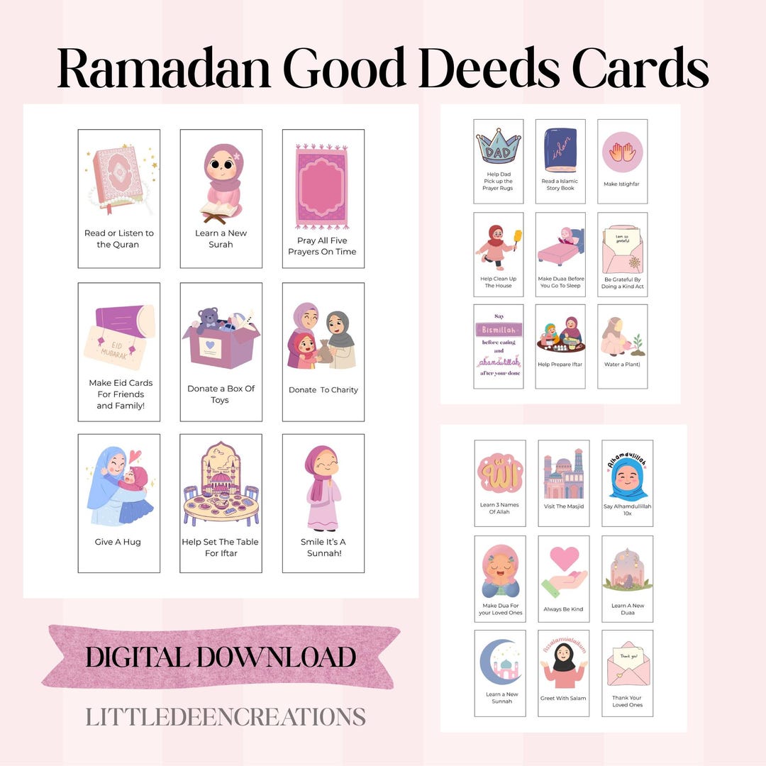 30 Day Ramadan Good Deeds Cards| Printable – Islamic Activities for ...