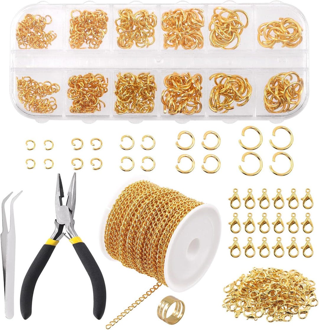 Gold Jewelry Making Chain Kit - 504PCS Gold Chain With Jump Rings ...