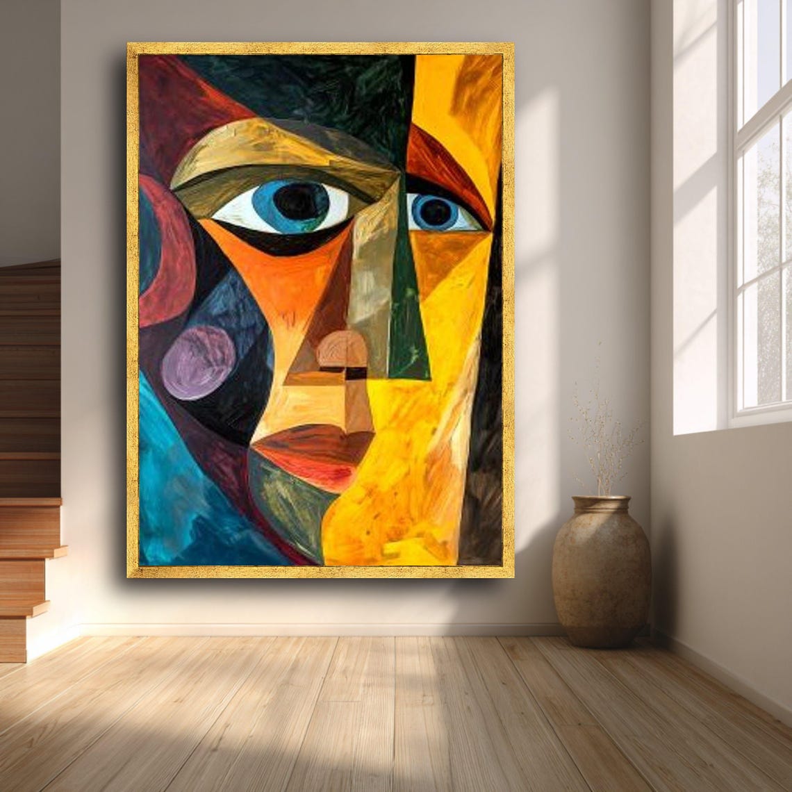 Picasso Abstract Cubist Face Canvas, Picasso Wall Art, Modern Geometric ...