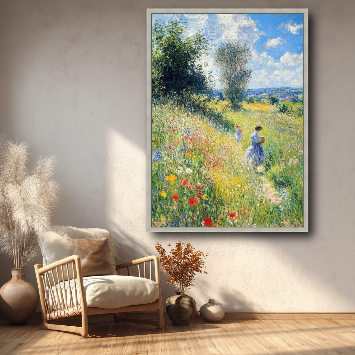 Claude Monet Meadow Walk Canvas, Impressionist Floral Field Art, Claude ...