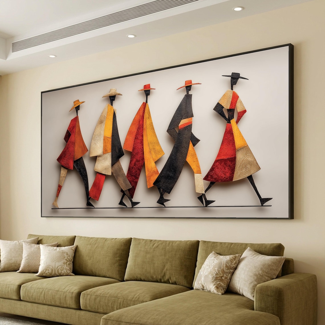 Abstract Walking Figures Canvas Art, Modern Geometric Home Decor - Etsy