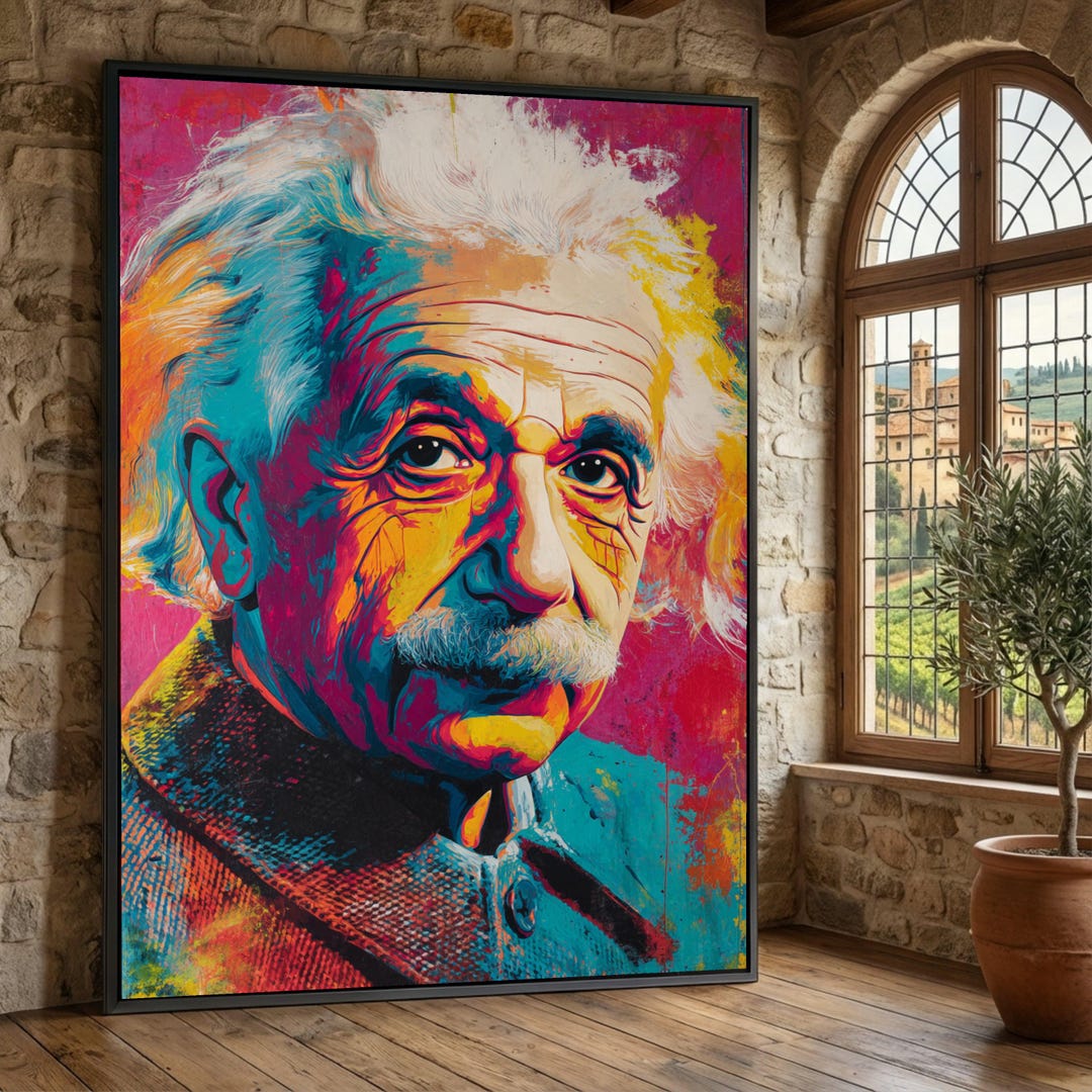 Vibrant Albert Einstein Portrait Canvas, Colorful Pop Art Wall Decor ...