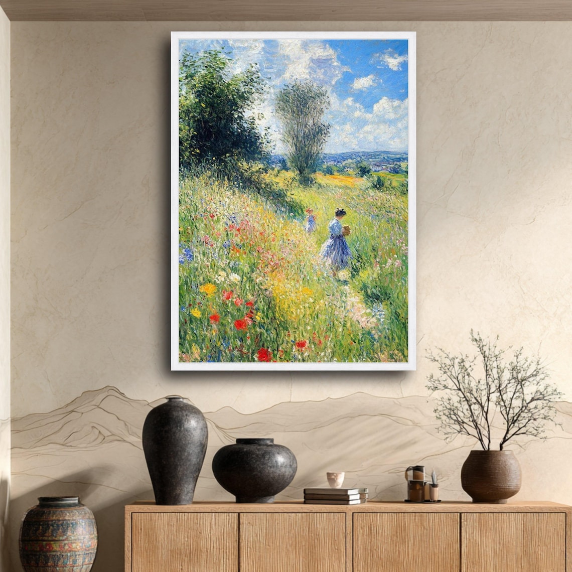 Claude Monet Meadow Walk Canvas, Impressionist Floral Field Art, Claude ...
