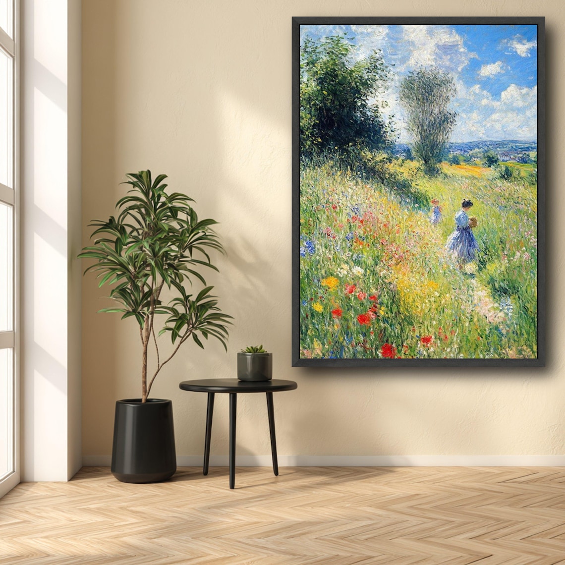 Claude Monet Meadow Walk Canvas, Impressionist Floral Field Art, Claude ...