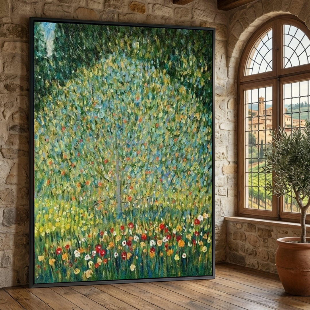 Gustav Klimt Blooming Tree Canvas, Impressionist Floral Wall Art ...
