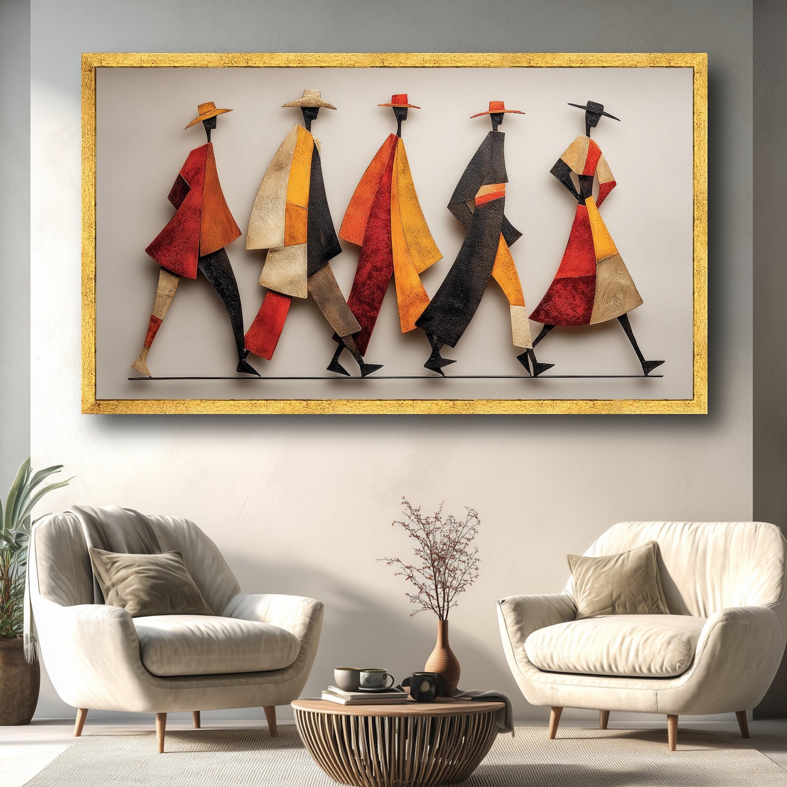 Abstract Walking Figures Canvas Art, Modern Geometric Home Decor - Etsy