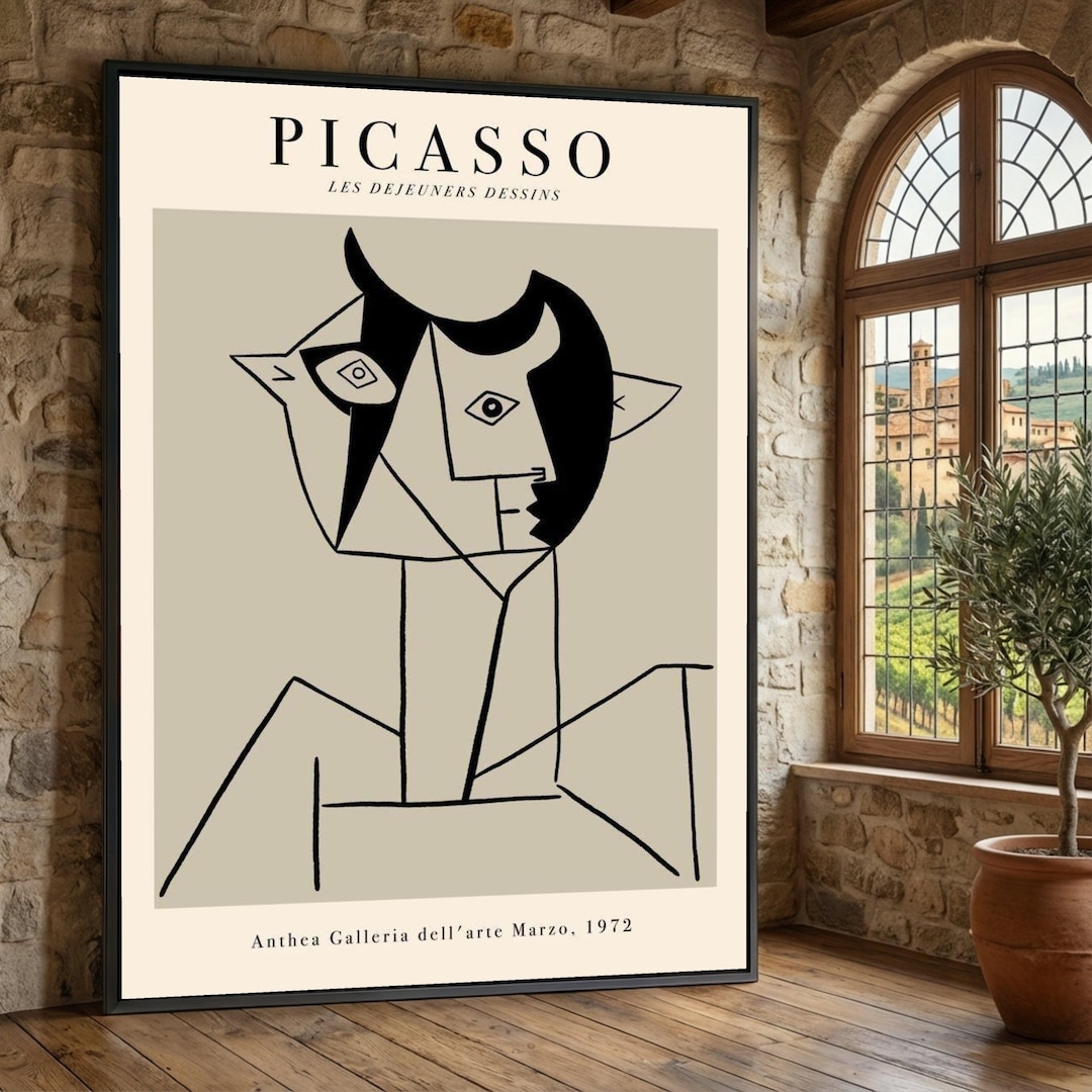 Picasso Abstract Cubism Canvas Wall Art, Modern Black and White ...