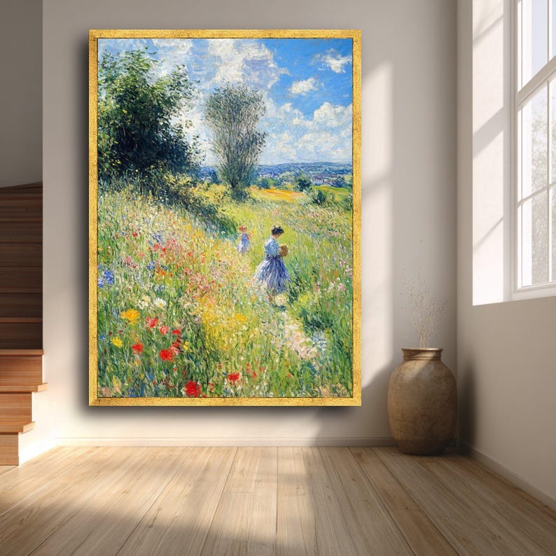 Claude Monet Meadow Walk Canvas, Impressionist Floral Field Art, Claude ...