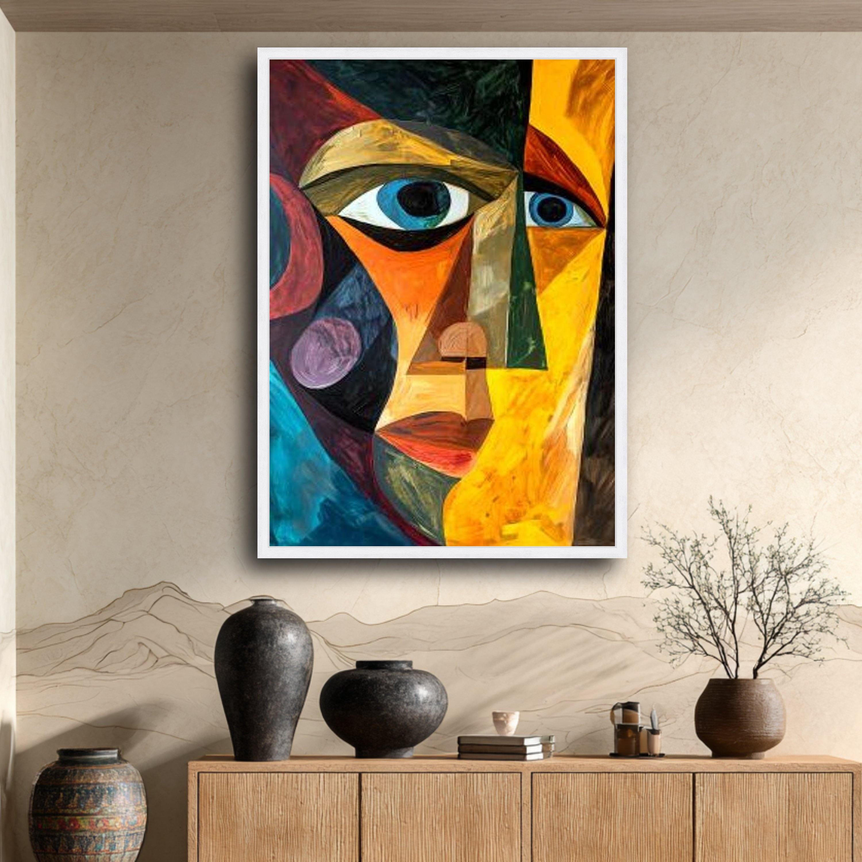Picasso Abstract Cubist Face Canvas, Picasso Wall Art, Modern Geometric ...