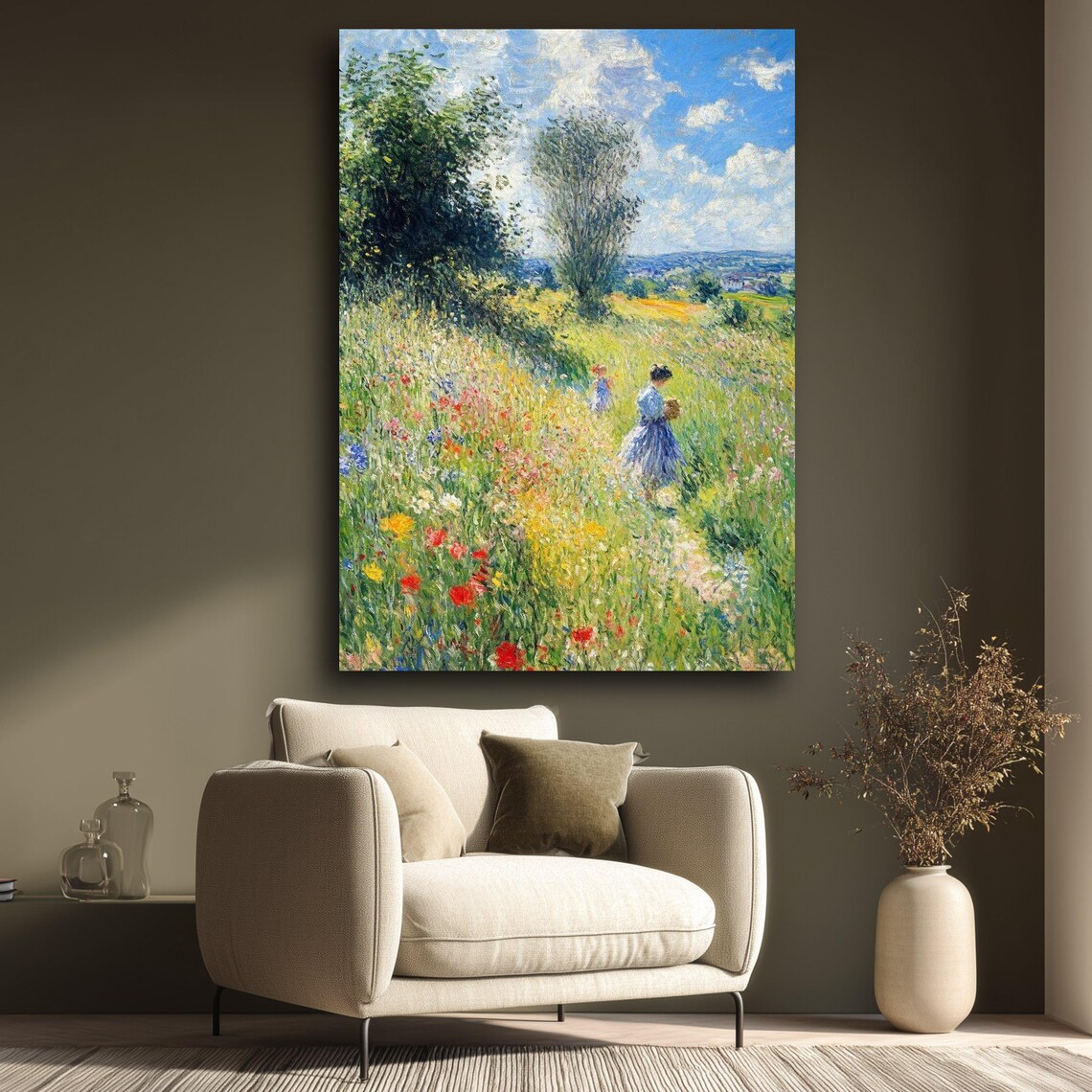 Claude Monet Meadow Walk Canvas, Impressionist Floral Field Art, Claude ...
