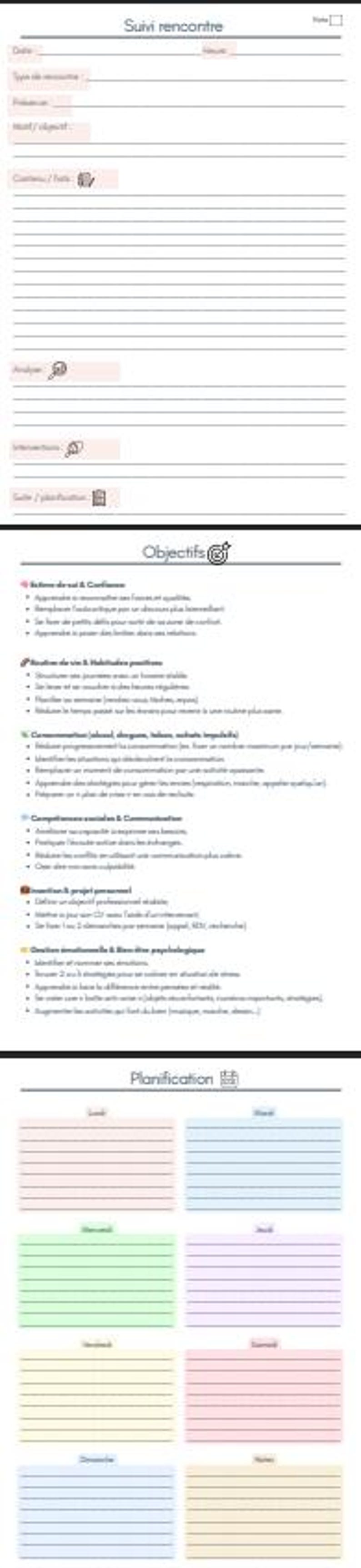Fiche client travail social – Template PDF – Suivi intervention – Notes ...