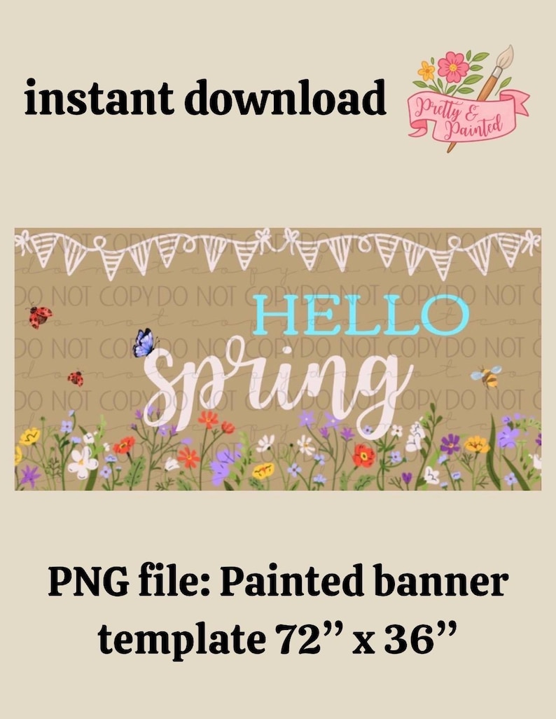 Hello Spring Painted Banner Template | Floral Design (digital Download ...