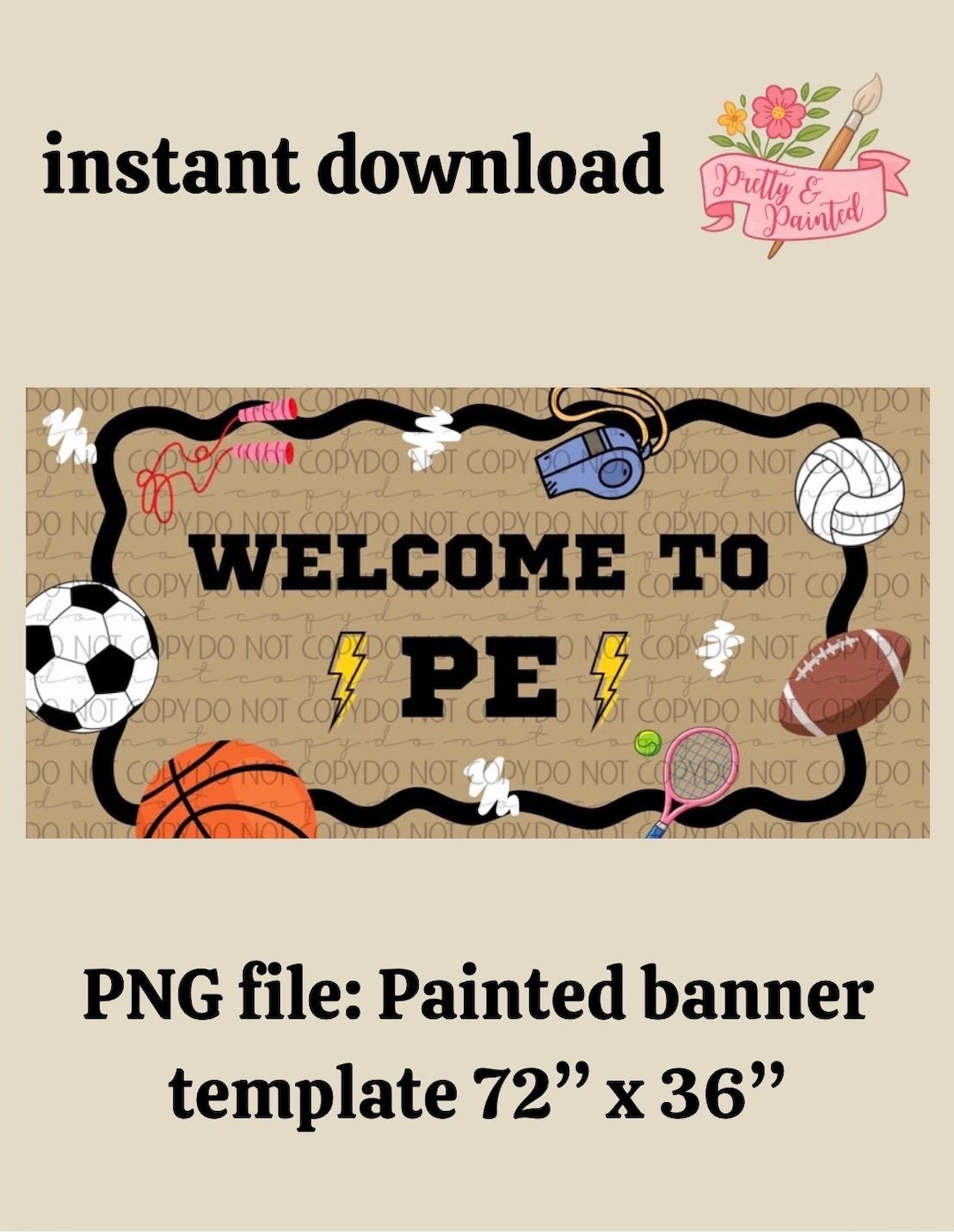 Welcome to PE Banner Template | School Design | Painted Banner Mockup ...