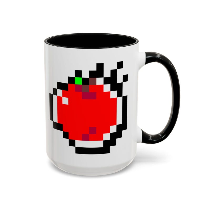 Pixel Art Apple Ceramic Mug | 8-bit Retro Design - Etsy