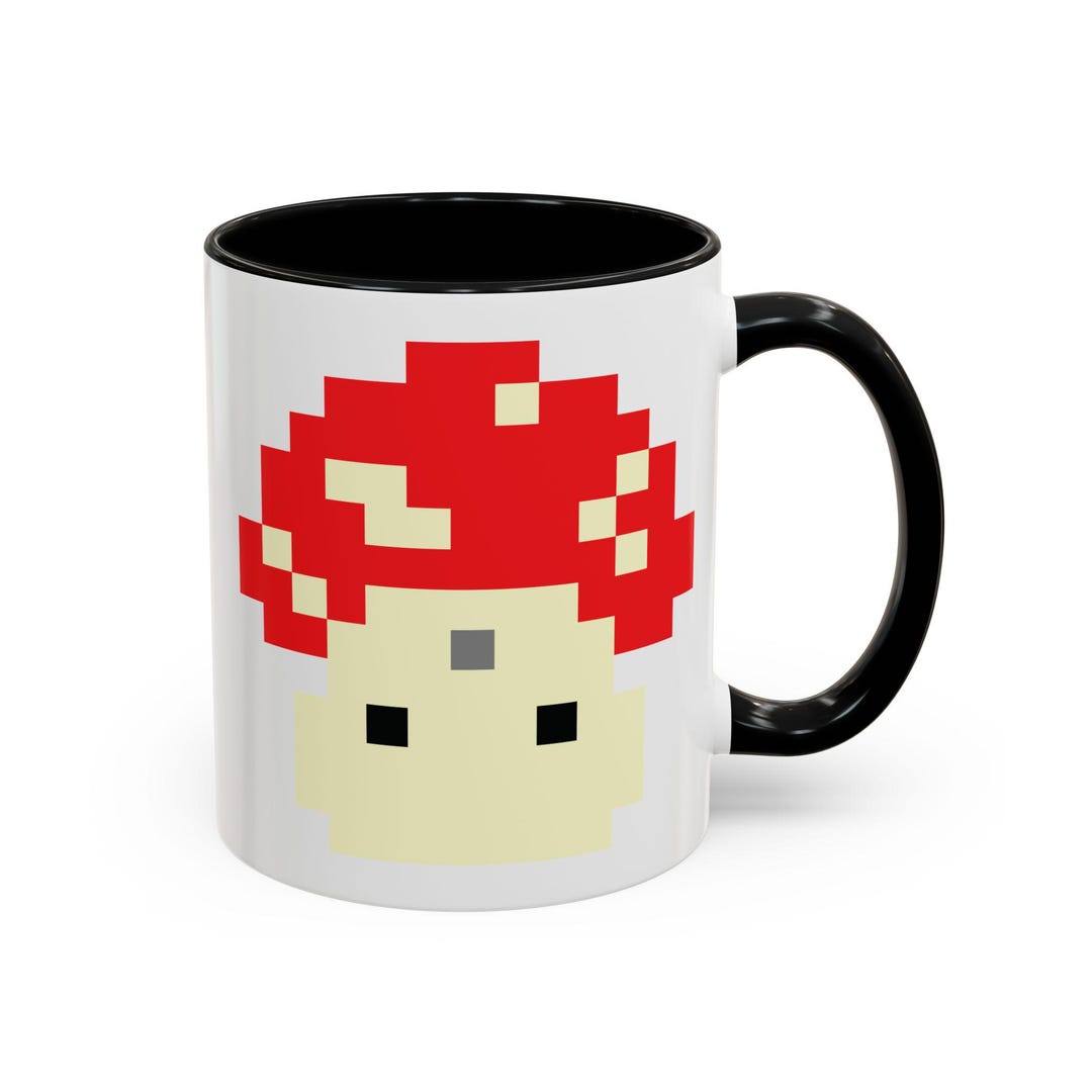 Pixel Art Mushroom Ceramic Mug | 8-bit Retro Design - Etsy