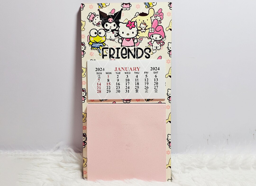 All in One 2024 Mini Calendar & Sticky Note Holder Kawaii Friends - Etsy